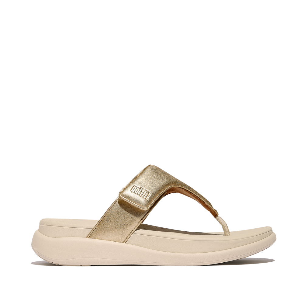 FitFlop F-Mode Go Adjustable Flatform Toe-Post - Platino Sandals ...
