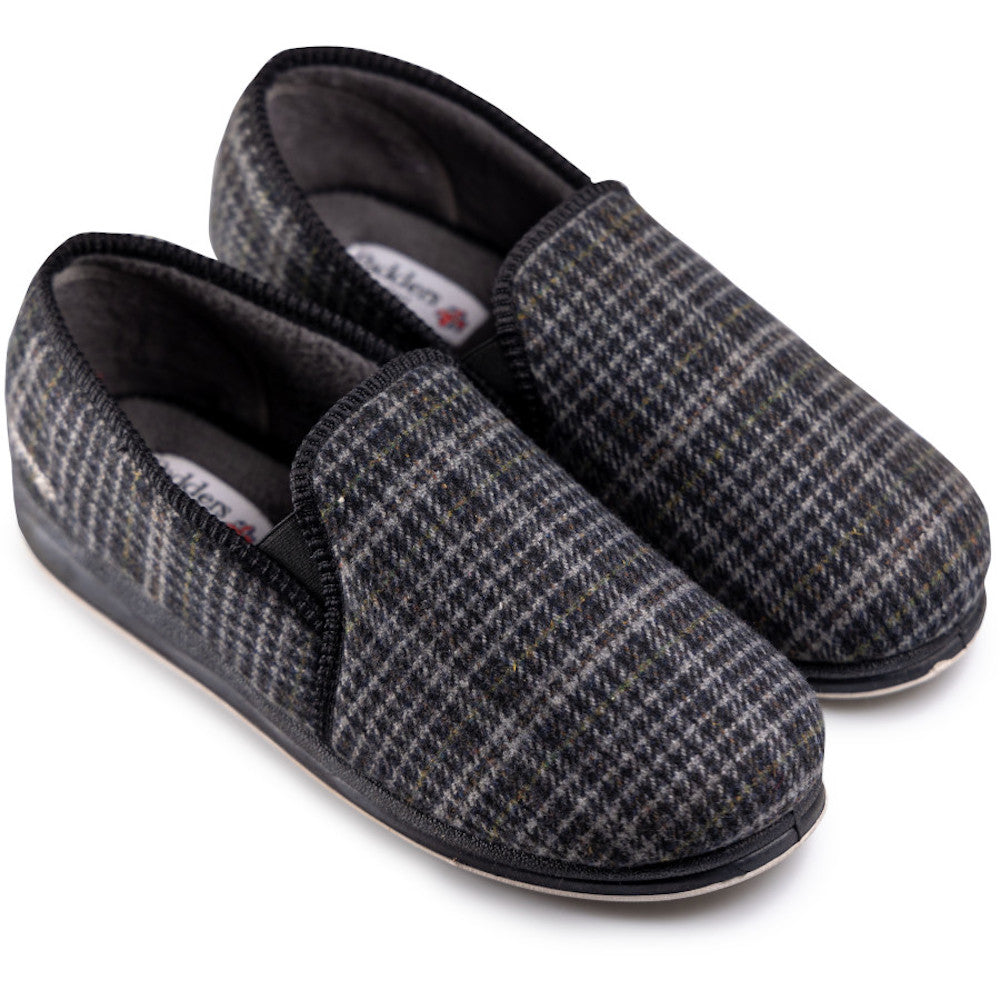 Padders Albert - Black Mixed Check Slippers – SoleLution