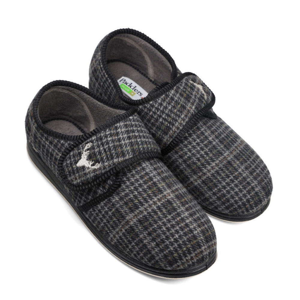 Padders Charles - Black Mixed Check Slippers – SoleLution